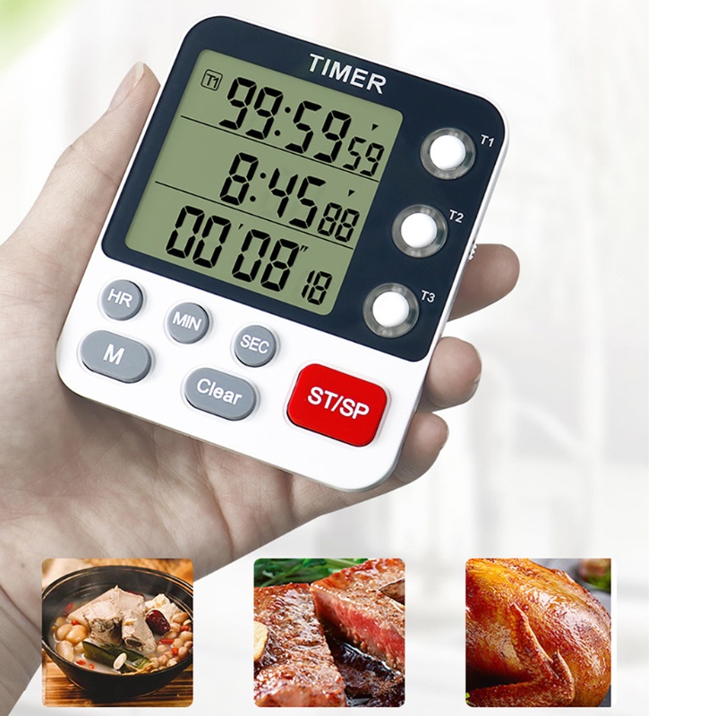 PCF* Digital Kitchen Timer with Memory Function 3 Channels Count UP ...