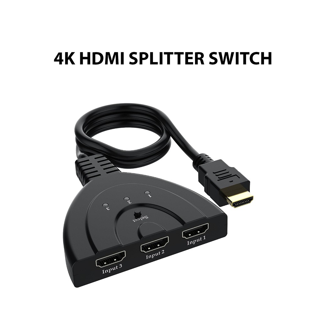 4K HDMI Splitter Switch 3-Port 2ft 3 In 1 out Auto High Speed Switcher ...