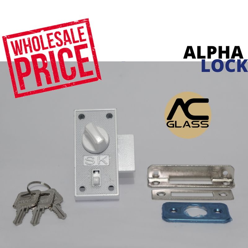AC GLASS: Alpha Lock (White, Brown, Silver) for Doors and Drawers ...