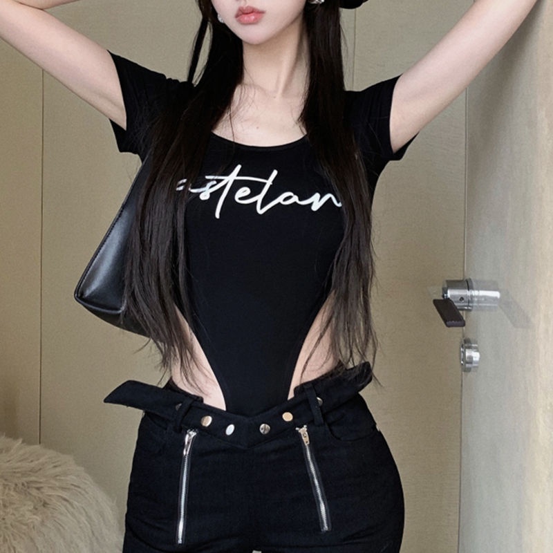 [Angry Bra Shop] Women's Bodysuit Short Sleeve T-shirt Women's Sexy ...