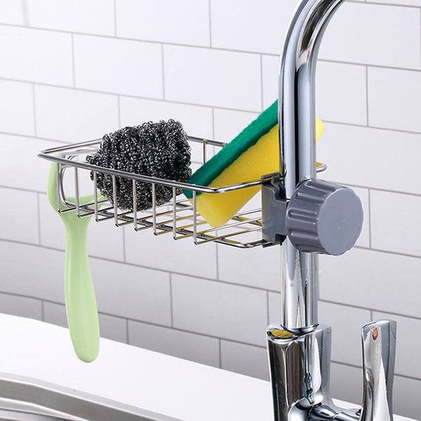 AKT Stainless Steel Kitchen Bathroom Sink Storage Shelves Racks Faucet ...