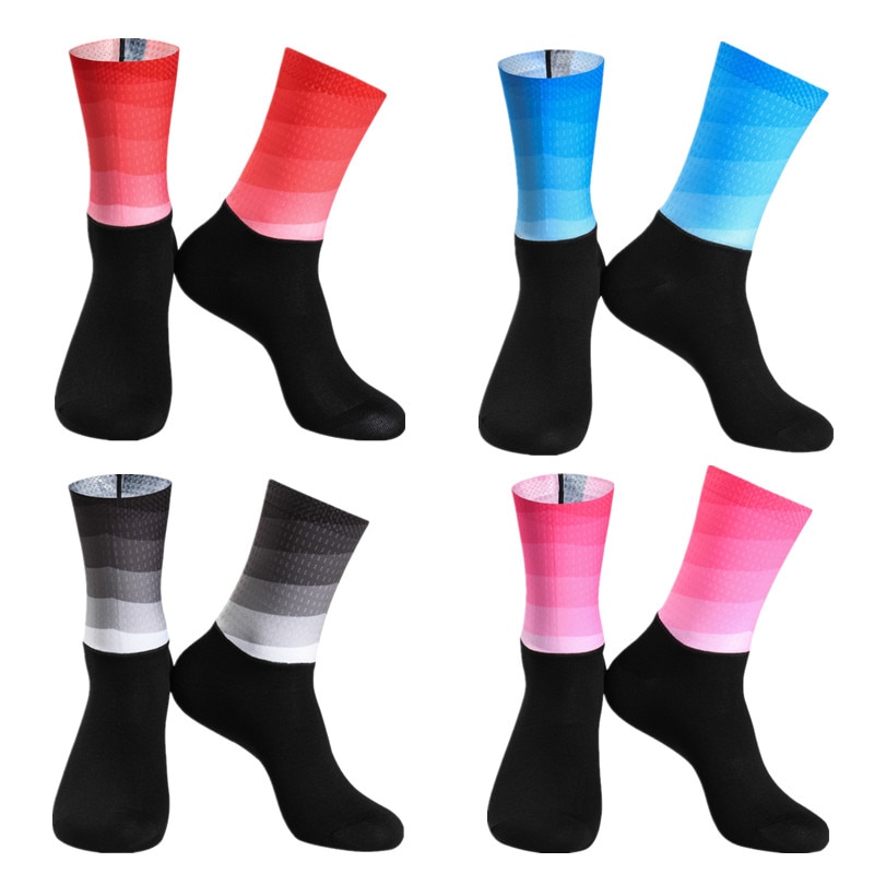 New Summer Aero Cycling Socks Silicone Seamless Stitching Gradient Road ...