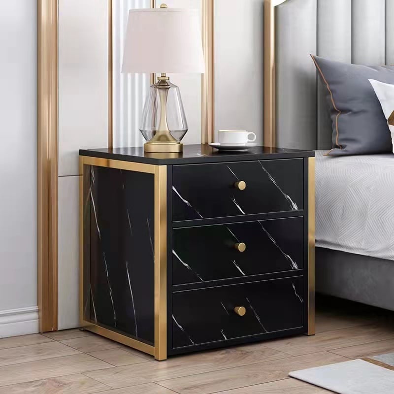 Modern Bedside Cabinets, Faux Marble Table Nightstand Bed Sides Table ...