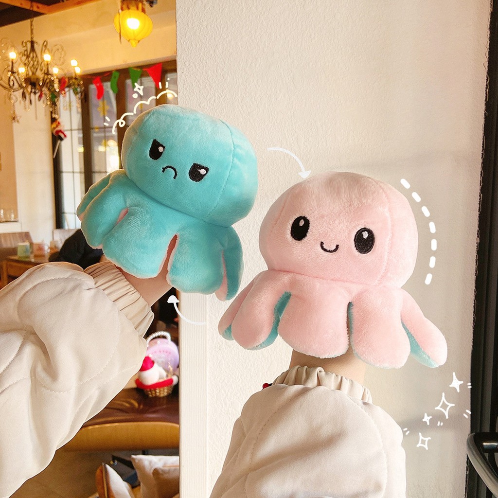 20 CM LED Octopus Plush Doll Reversible Toy Octopus Doll Double Sided ...