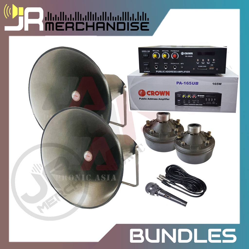 (PA-165UB+221CROWN) 2pcs 16" Horn Trompa + 2pcs Driver Unit 100w ...