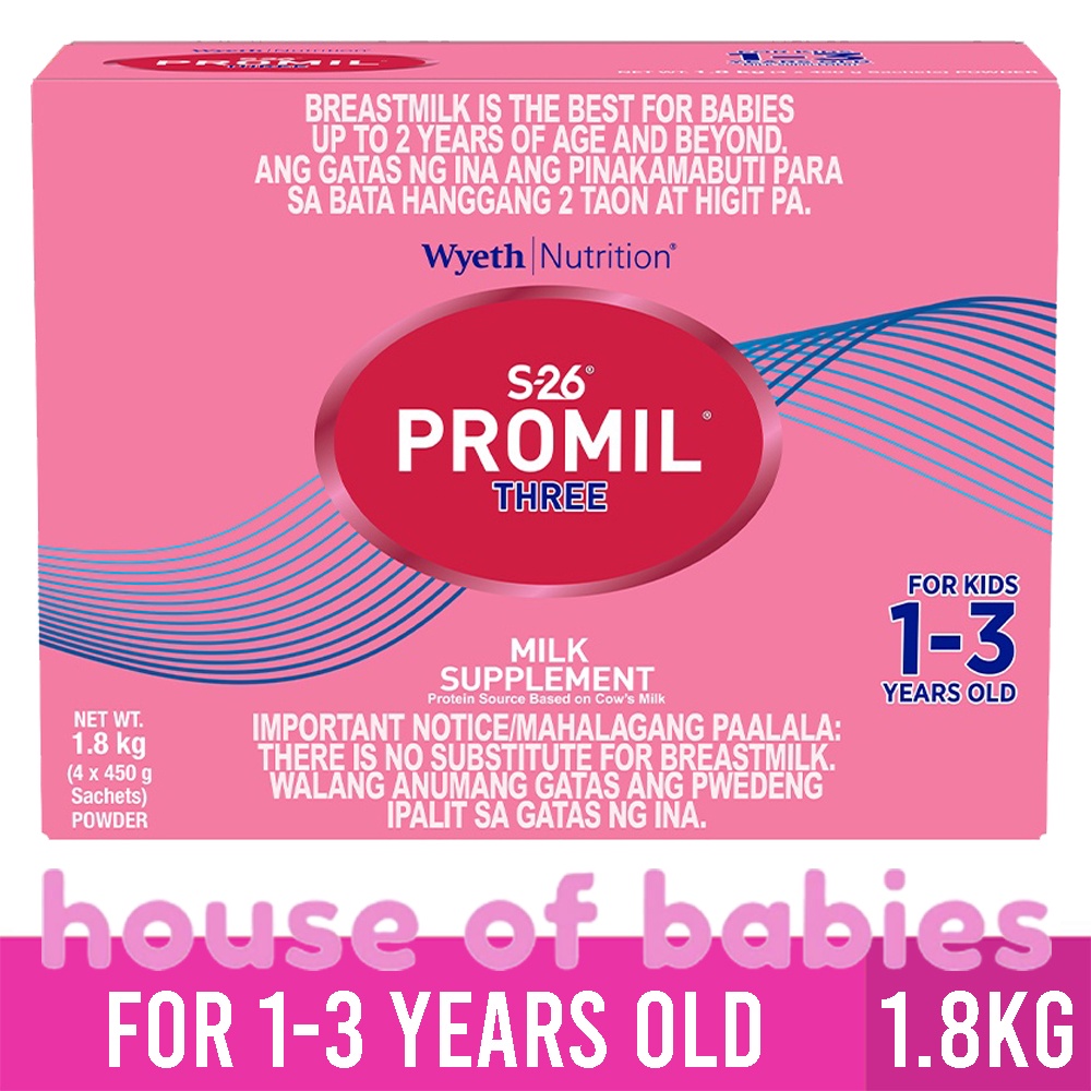 S-26 PROMIL THREE 1.8kg for 1-3 Years Old Milk Supplement | Shopee ...