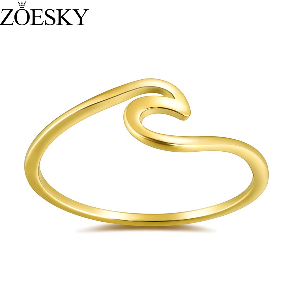 ZOESKY 1mm Stainless Steel Stackable Engagement Ring for Women Girls Gold Thin Vsco Wave Ring ...