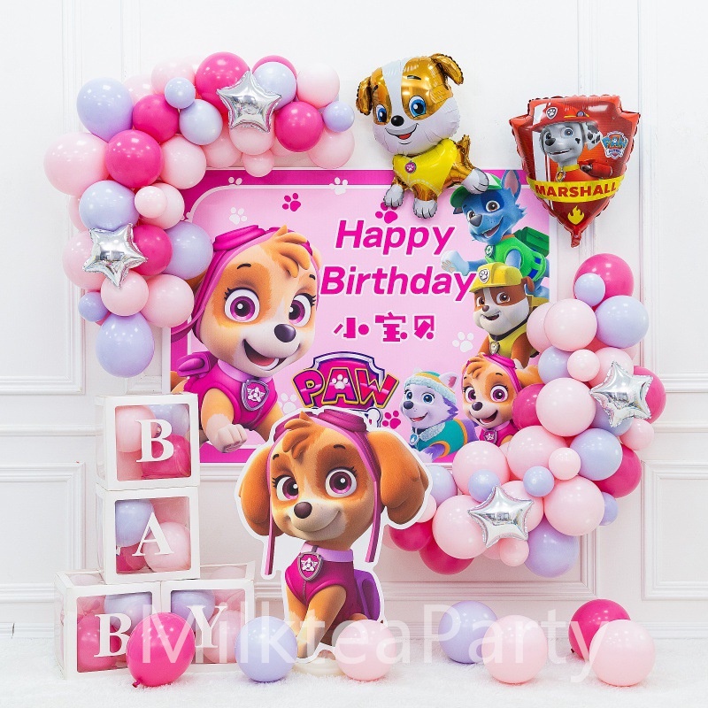 Paw Patrol Balloon Chase Skye Birthday Banner Latex Balloons Party ...