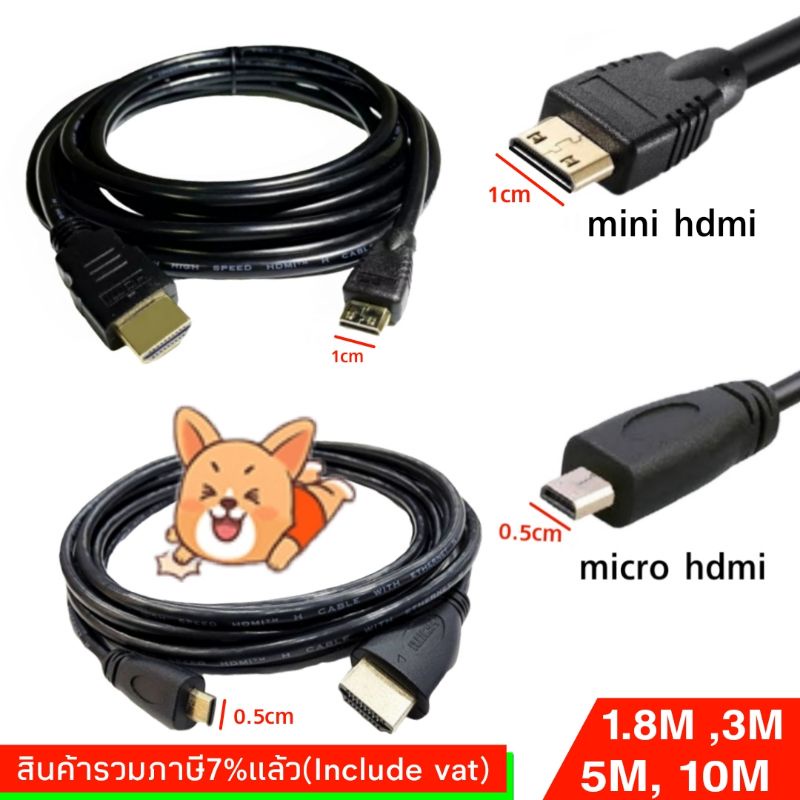 Mini hdmi/micro to Cable 1.8M 3M 5M 10M (1.8M 3M 5M 10M) | Shopee ...