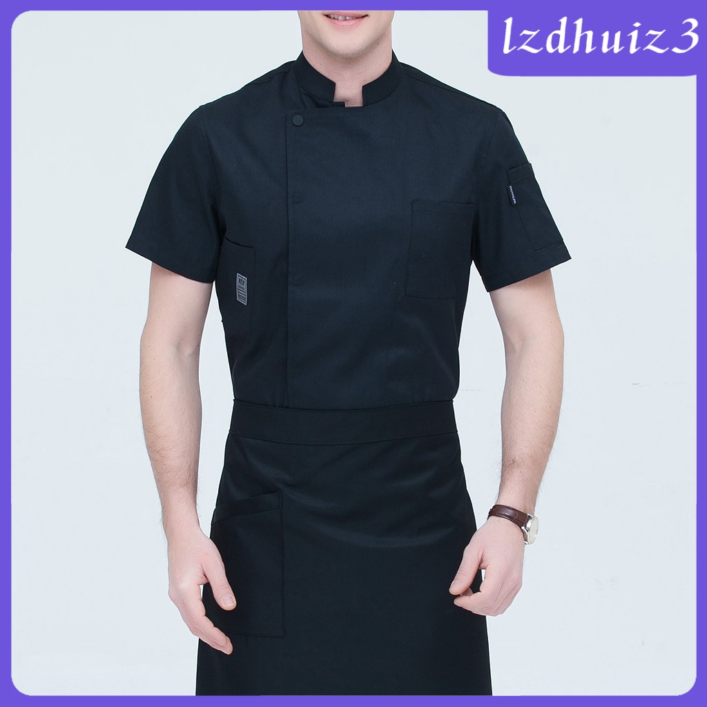 Short Sleeves Chef Jacket Waiter Coat Cooks Uniform Apparel | Shopee ...