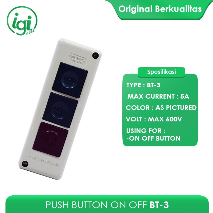 PUSH BUTTON SWITCH ON OFF BT-3 PUSH BUTTON SWITCH/ BT - 3 | Shopee ...