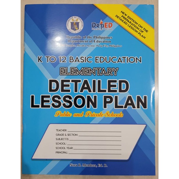 Detailed Lesson Plan for Elementary New Edition by Nora Mendoza ...