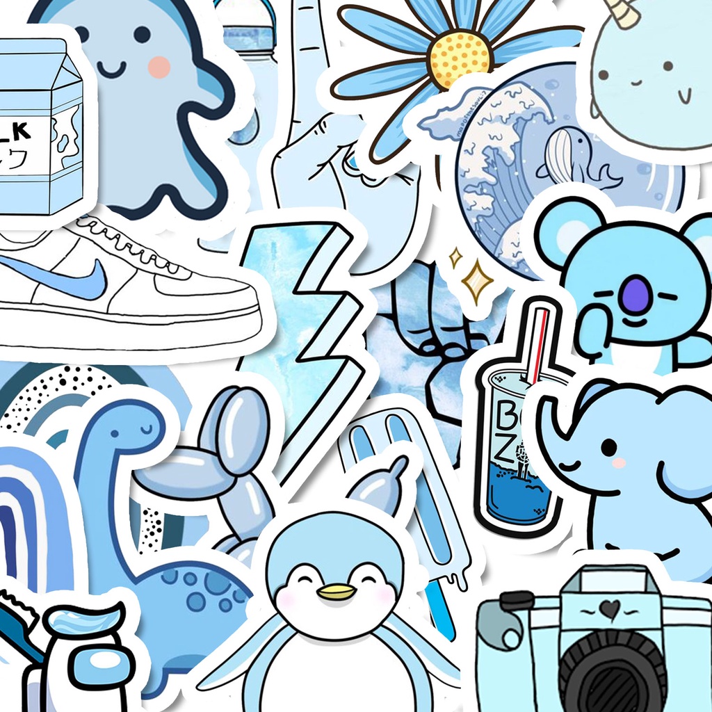 BLUE - Waterproof Stickers Small Random Designs | Laptop, Luggage ...