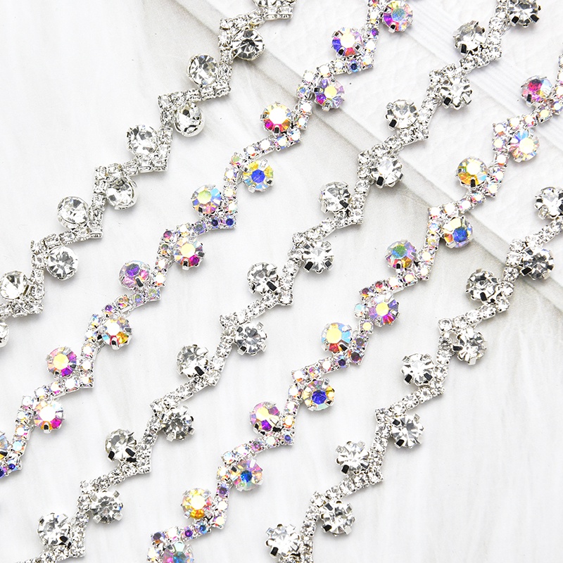 S-shaped Rhinestone Flower Chain Round Diamond Metal Claw Garment Waist ...