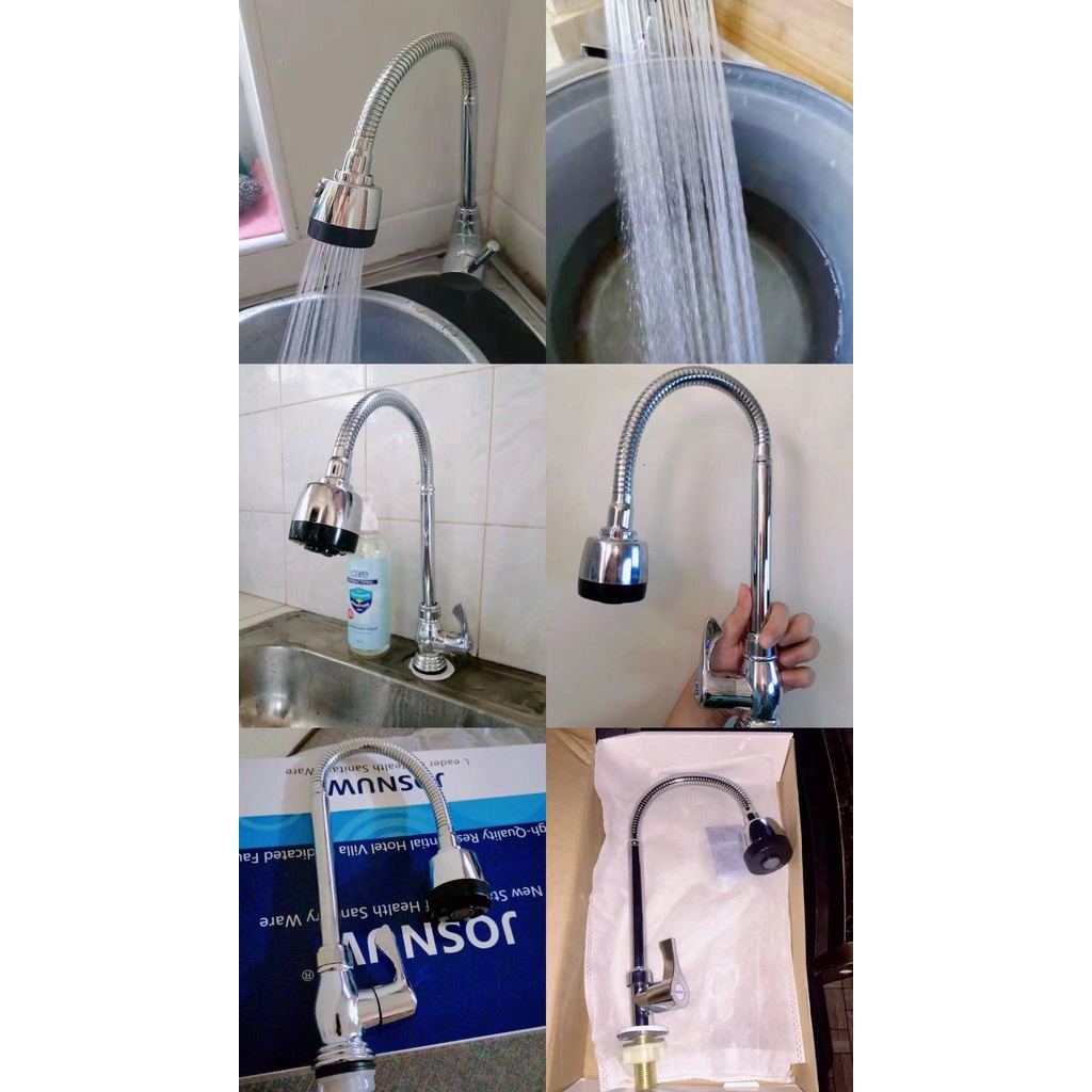 Stainless Steel 360° Flexible Faucet with Sprayer Single Cold Kitchen ...