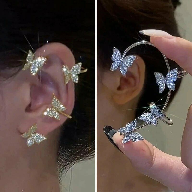 Fashion 1Pc Butterfly Ear Clip Piercing Earring For Women Shining ...