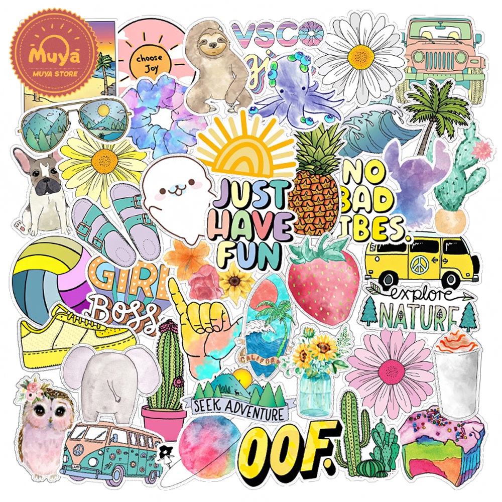 MUYA 50pcs Trendy VSCO Stickers for Journal Aesthetic Graffiti Stickers ...