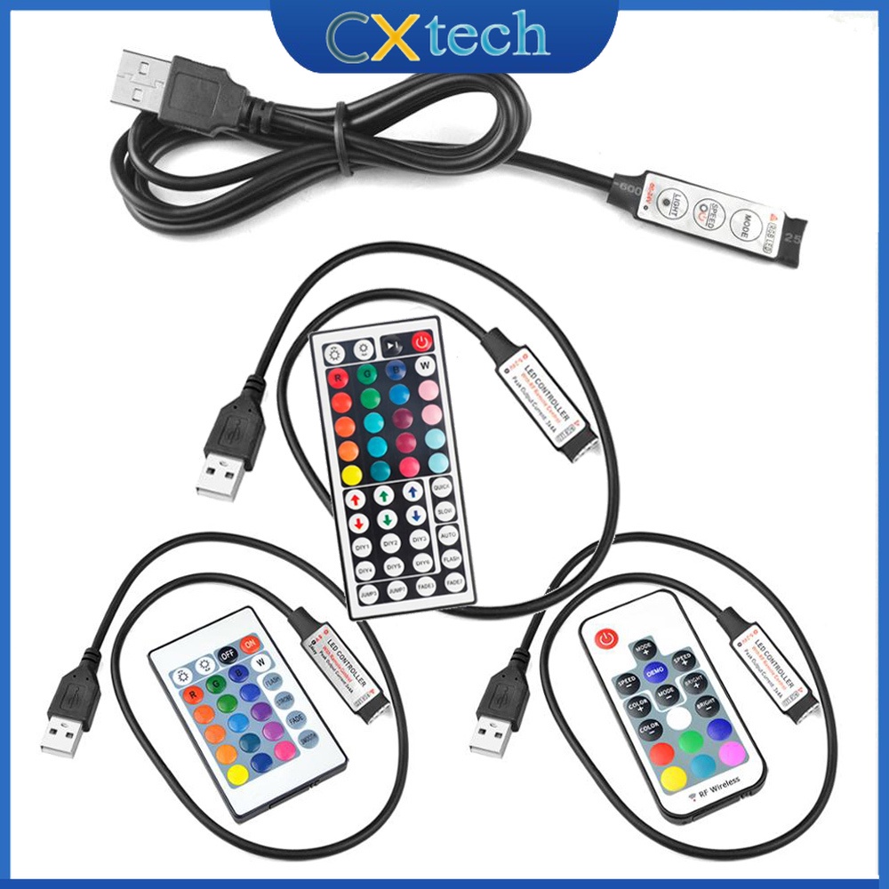 3Key 24Key 44Key 17Key USB LED strip IR RF RGB Remote Controller for DC5V Strip lights SMD 5050 ...