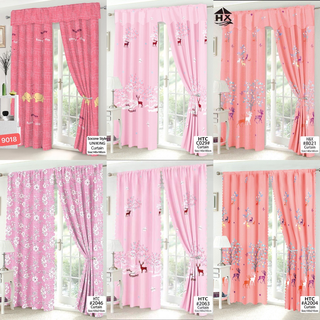 Pink elegance Curtain 100cm*210cm Window or Door Home Decoration Cotton ...