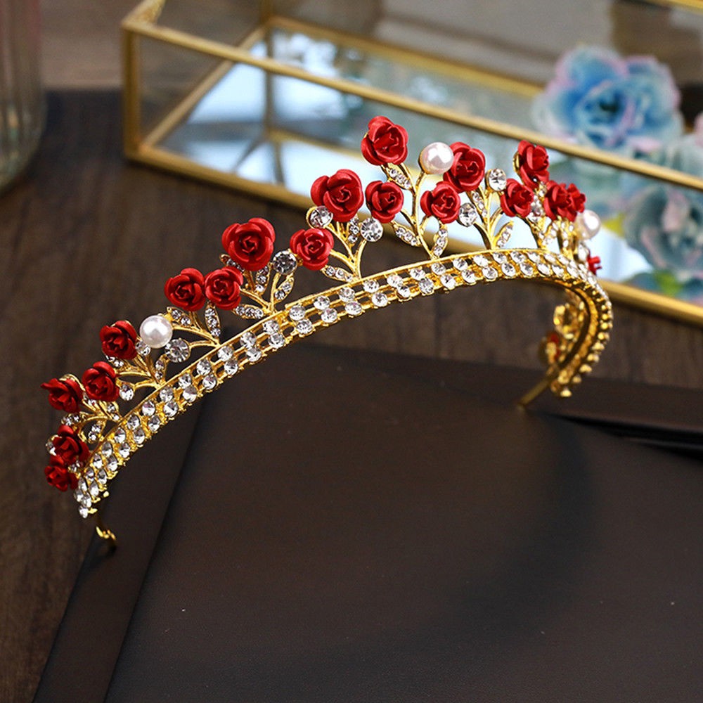 Rose Flower Crown Princess Belle Tiara Wedding Birthday Prom | Shopee ...