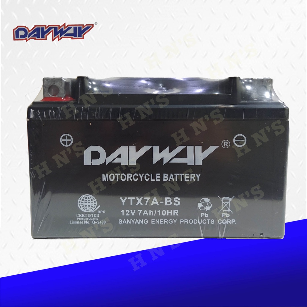 DAYWAY YTX7A-BS Maintenance Free Motorcycle Battery | Shopee Philippines