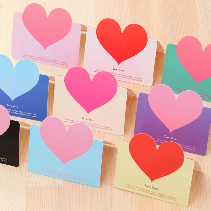 1pcs 9color LOVE Heart Shape Greeting Card Love Note Valentine's Day ...