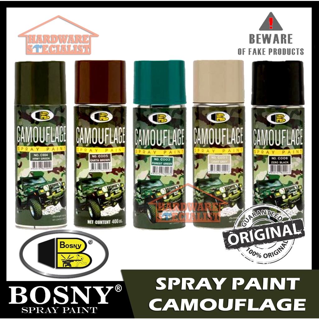 Bosny Spray Paint Camouflage Assorted Colors 400cc (300g) | Shopee ...