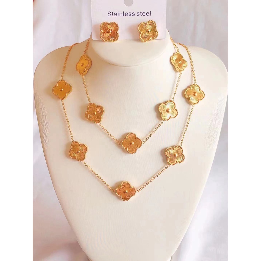 fashinon.jewelry.24k stainlesss teel .gold.plated.3in1 set.for.women ...