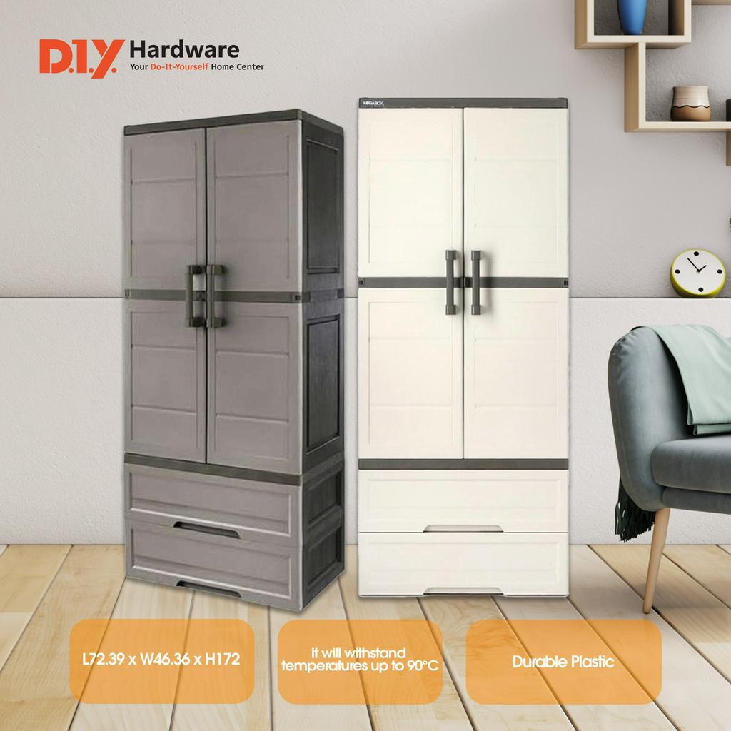 Megabox Wardrobe with 2 Drawer MG-186 (Grey and Beige) | Shopee Philippines