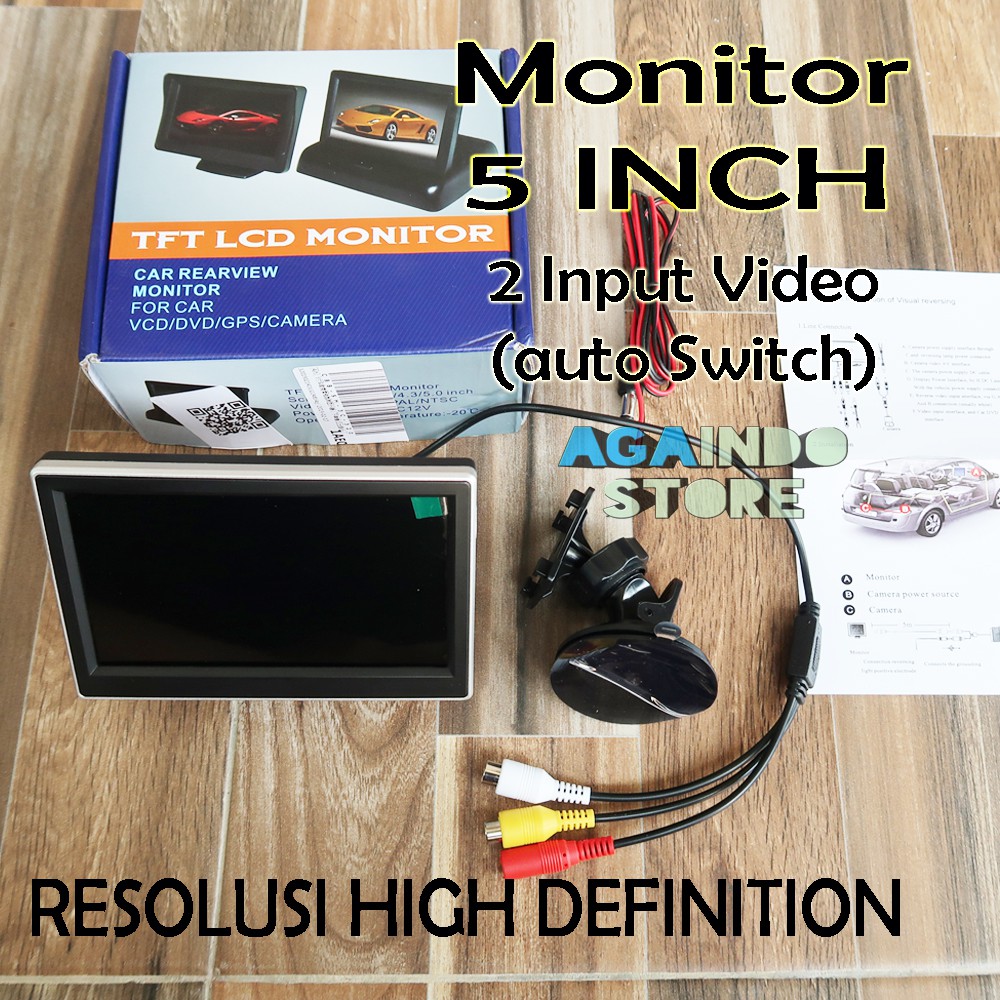 5 Hd Tft Lcd Car Monitor 5 Inch Car Tv Reverse Rear View Camera Dvd Vcd ...
