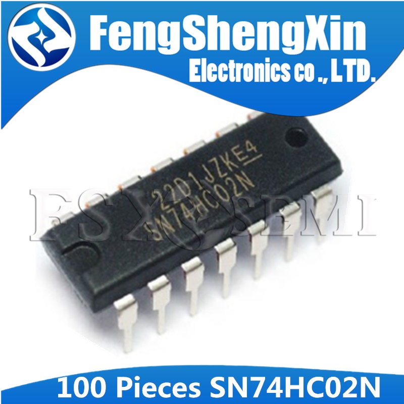 100pcs/lot 74HC02N DIP-14 SN74HC02N 74HC02 Quad 2-input NOR gate IC ...