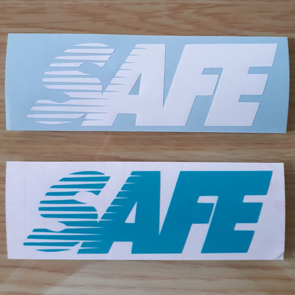 SAFE Decal / Sticker 2pcs (White & Teal) Mototcycle, Car, Helmet, Glass ...