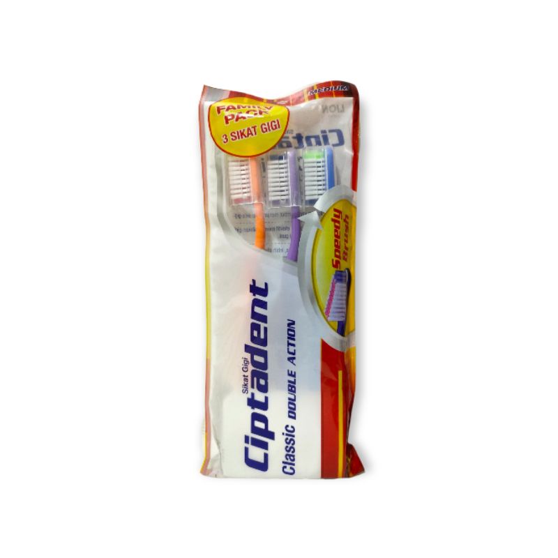 (Indonesia) Ciptadent Classic Double Action Toothbrush. Medium. 3 pcs ...