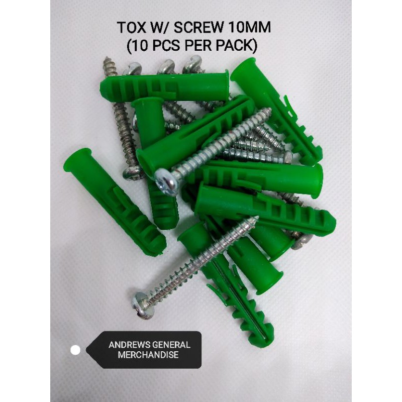 TOX PLUG #10 (10mm / 3/8" masonry drill bit) WITH SCREW (10 SETS PER ...