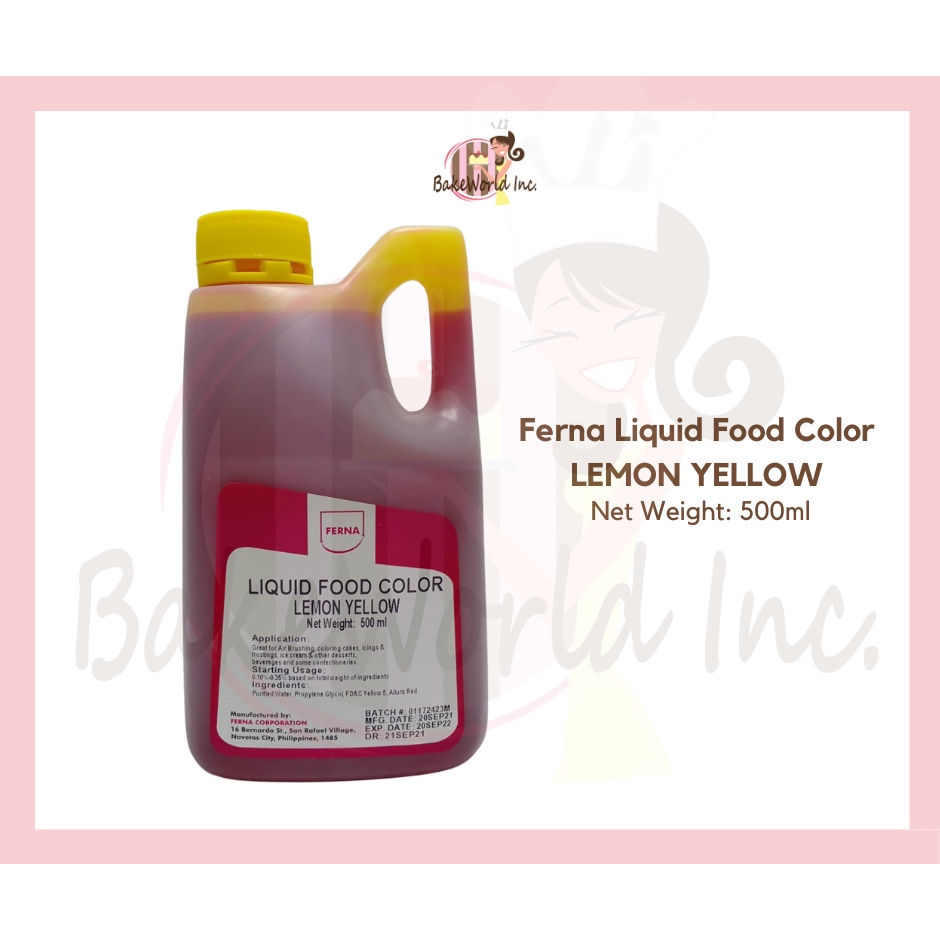 FERNA Liquid Food Color 500ml (Lemon Yellow/Violet/Pink/Purple ...