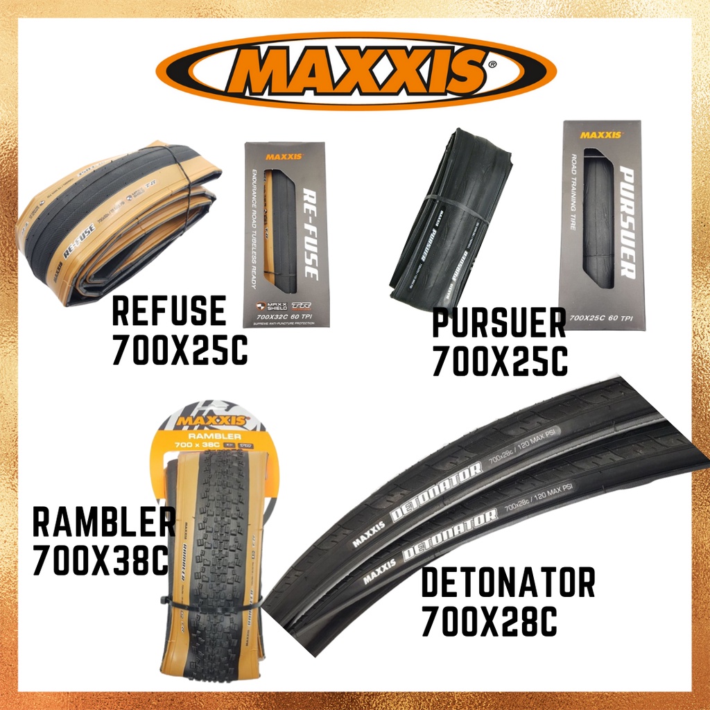 Tire Maxxis 700c Pursuer Rambler Detonator Refuse Wire/Folding | Shopee ...