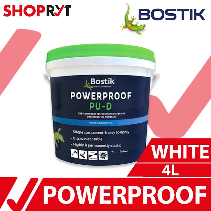 Bostik Powerproof PU-D Waterproofing Mix 4 Liters (White) - paintable w ...
