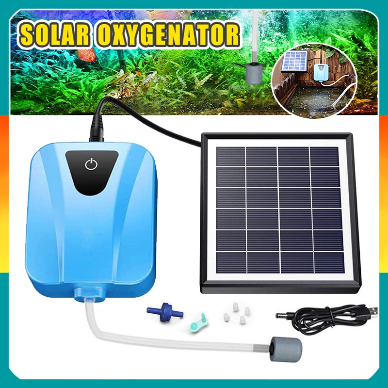 Solar Powered Air pump For Fish Pond Aquarium DC Charging Oxygenator ...