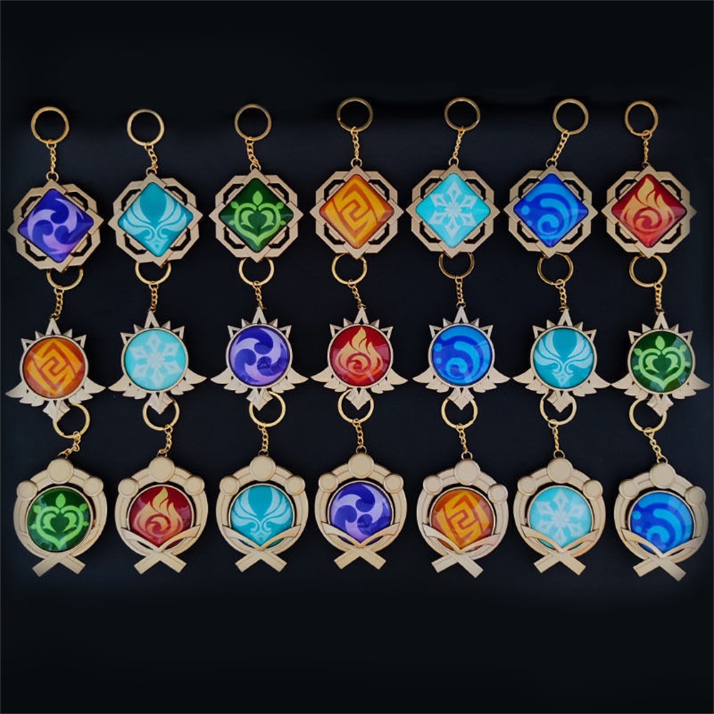 Anime Keychain Genshin Impact Vision Element Eye of God for Men Car Key ...