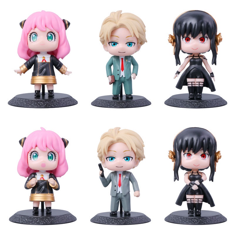 Spy X Family Loid Yor Forger Chibi Anua Anime Figure with Base Figurine ...