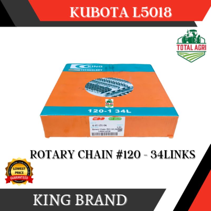 Rotary Chain #120 - 34L for KRX193 Rotovator Kubota Tractor L5018 King ...