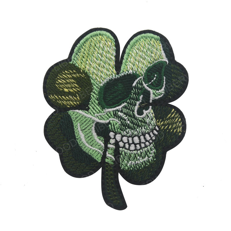 Four Leaf Trefoil Lucky Skull Clover Embroidered Tactical Patch Ireland ...
