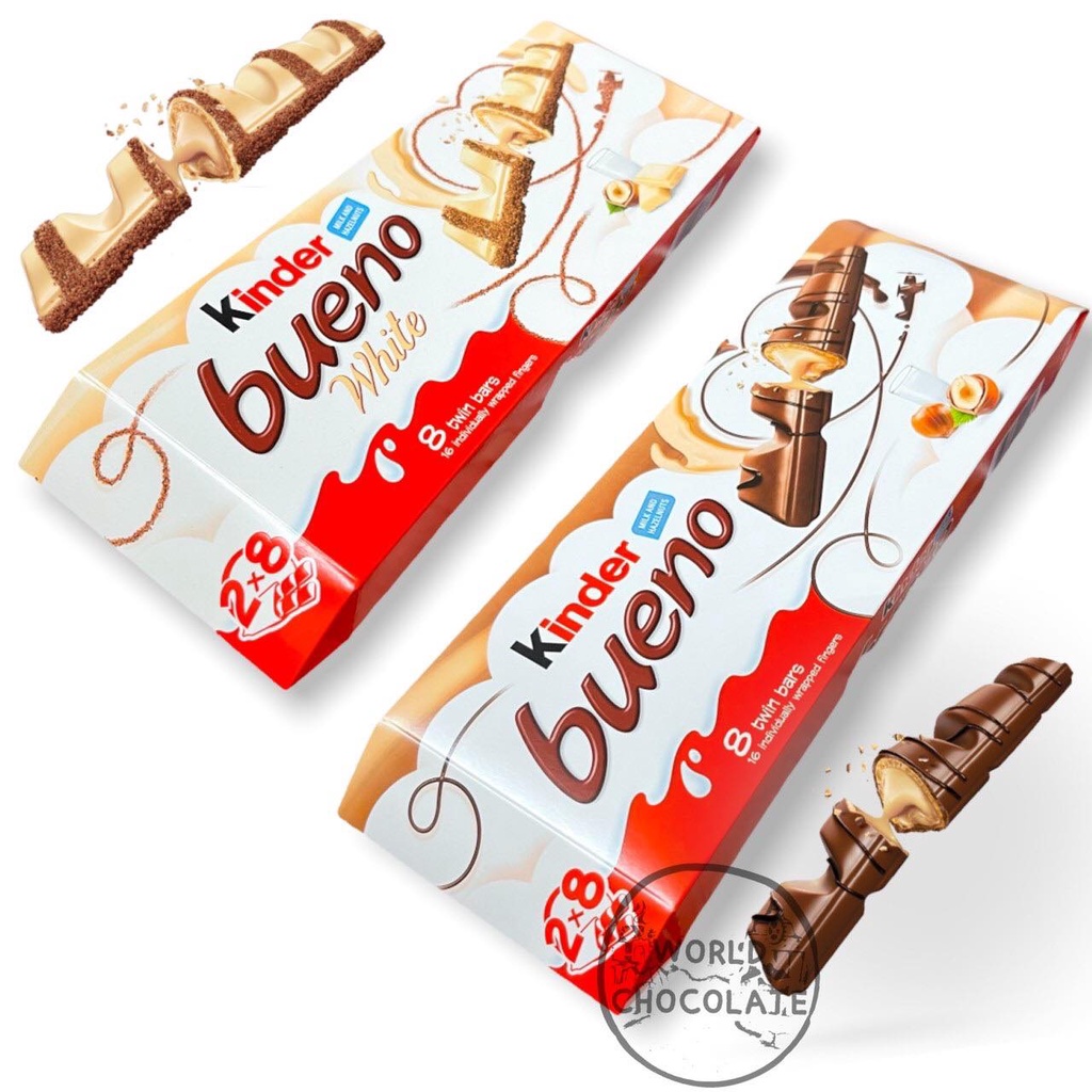 Kinder bueno 8 twin bars Dark Chocolate Flavour. And White | Shopee ...