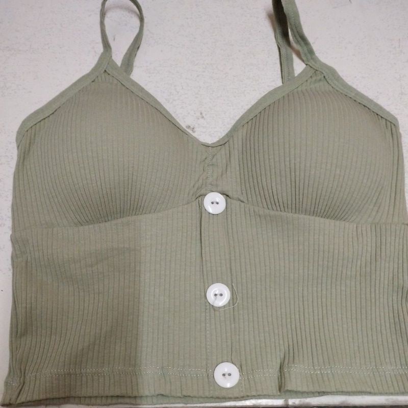 Supershopgo Cute Spaghetti Straps Crop Tops With Buttons Removable Pads ...