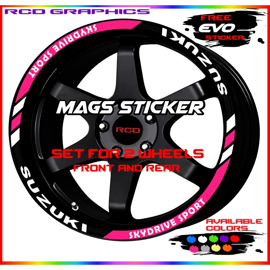 Suzuki SkyDrive Sport mags sticker set for 2 wheels front and rear ...