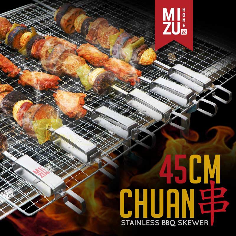 Mizu CHUAN 45cm Stainless BBQ Grill Skewers Stainless Steel Skewers ...