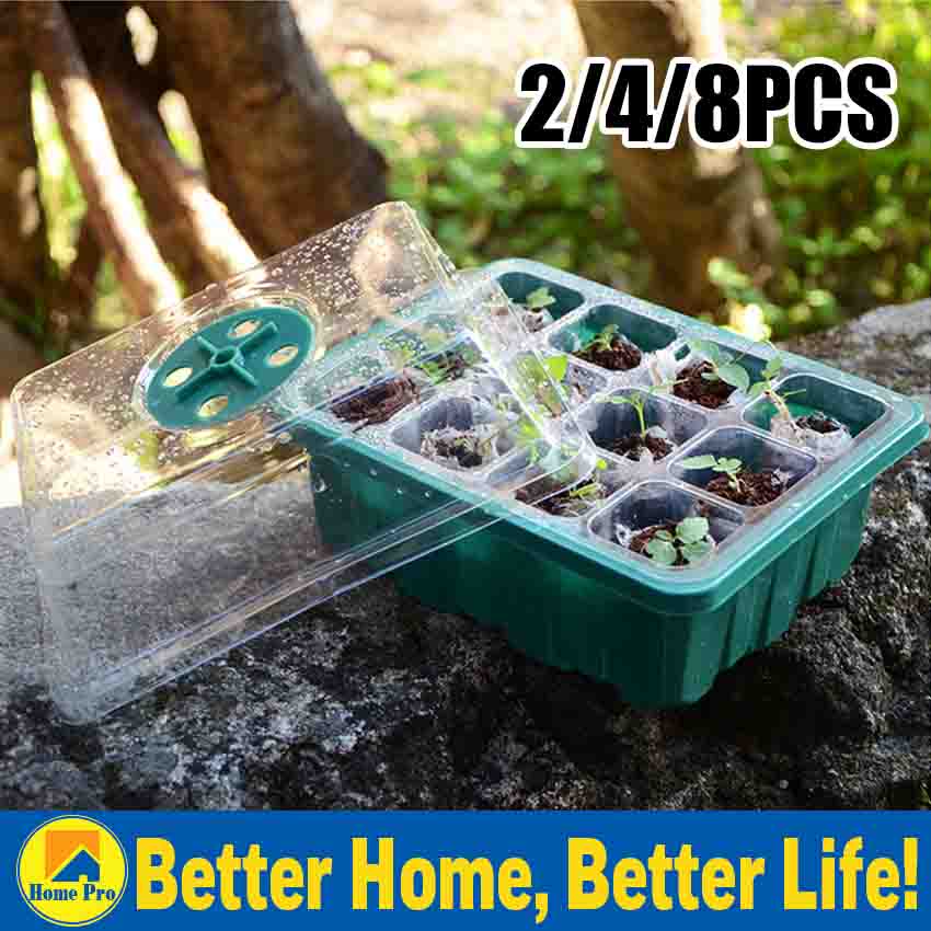 12 Holes Seeding Tray Plant Germination Box Planting Seed Starter Tray ...