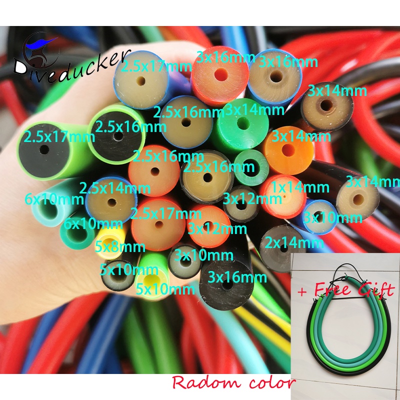 1 Meters 5mm*8mm/6mm*10mm/3mm*10mm/3mm*12mm/2.5mm*14mm2.5mm*16mm/2mm*18mm Speargun Rubber Red ...