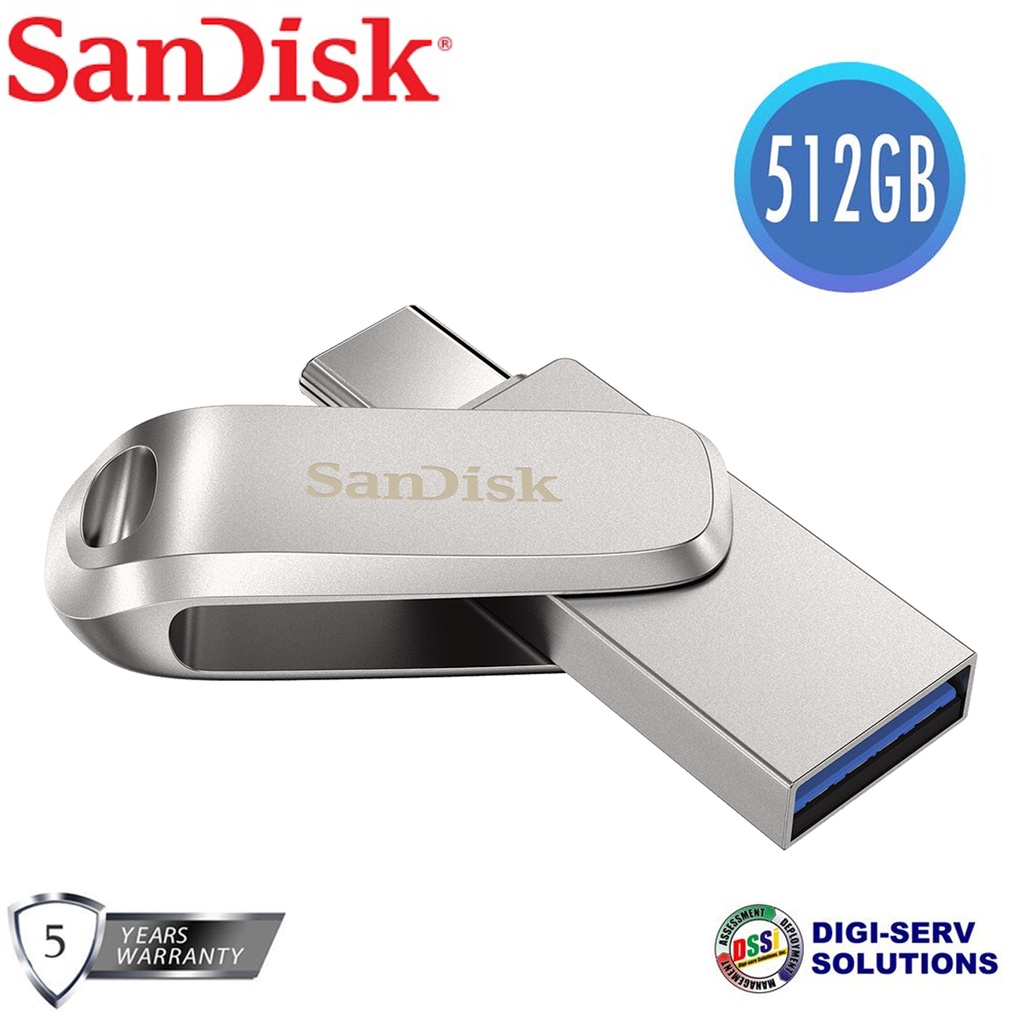 Sandisk Ultra Dual Drive Luxe SDDDC4 512GB OTG with USB 3.1 and Type-C ...