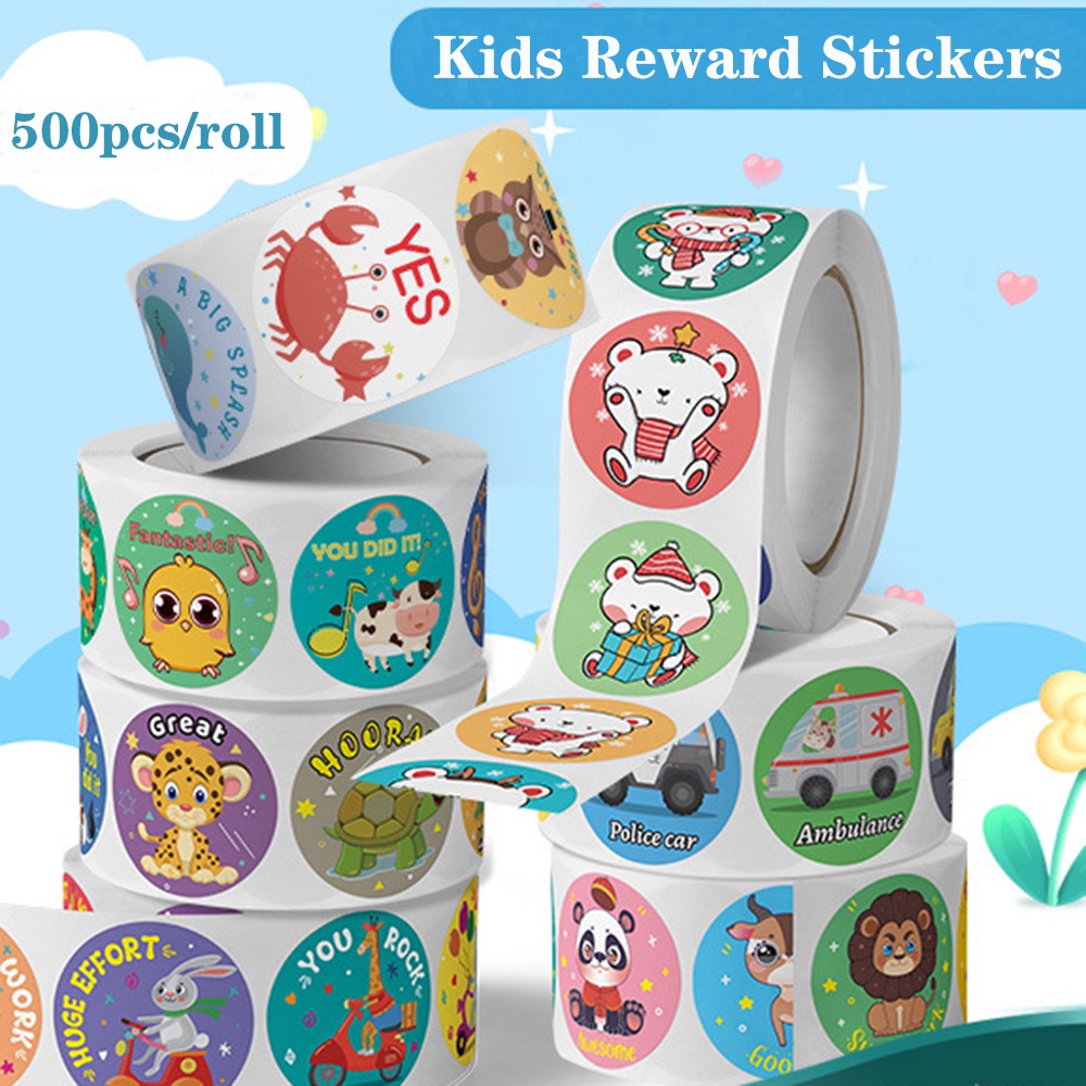 500pcs Animal Reward Stickers Round Kids Motivational Sticker Teacher ...
